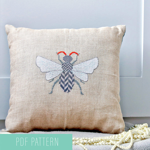 Herringbone hornet downloadable modern cross stitch pattern